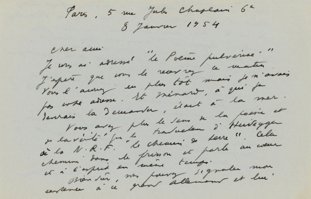 Extraits de la correspondance René Char / Roger Munier – Roger Munier